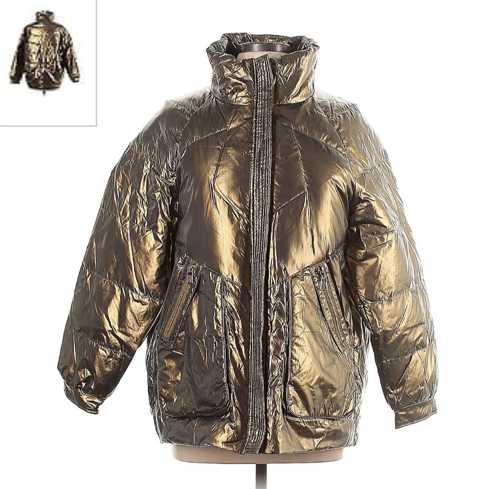 Gold Metallic Lattelier Down Puffer Jacket - Gem